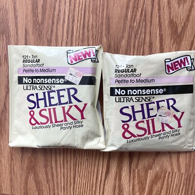 New VTG No Nonsense Ultra Sense Sheer Silk Pantyhose 121 Tan Sandal ...