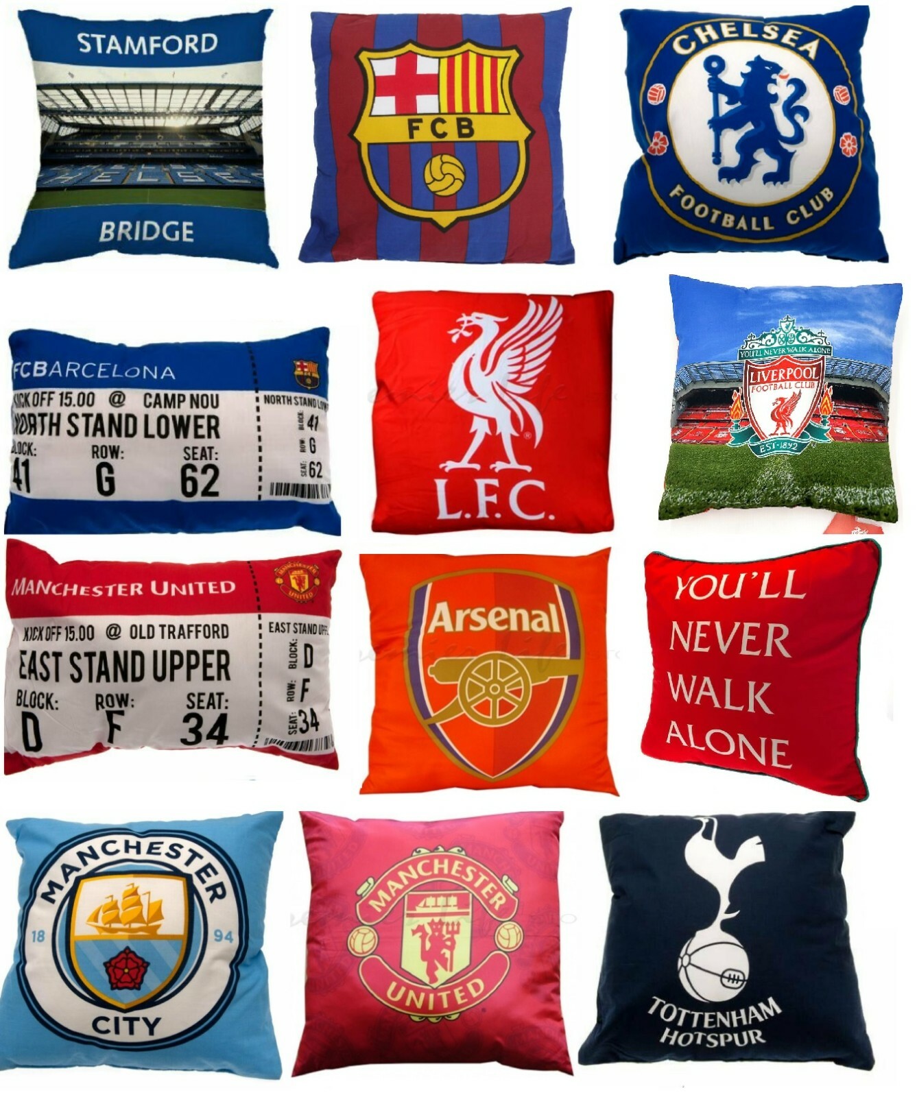 Football Cushion Gift - Manchester Arsenal Tottenham Barcelona ...