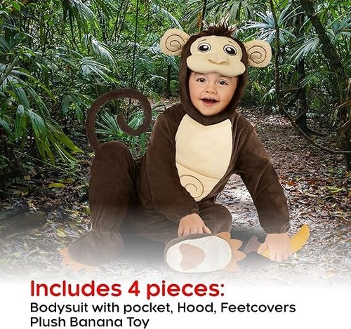 Baby Toddler Monkey Costume Kids Boys Girls Cute Animal Suit + Toy 0 ...