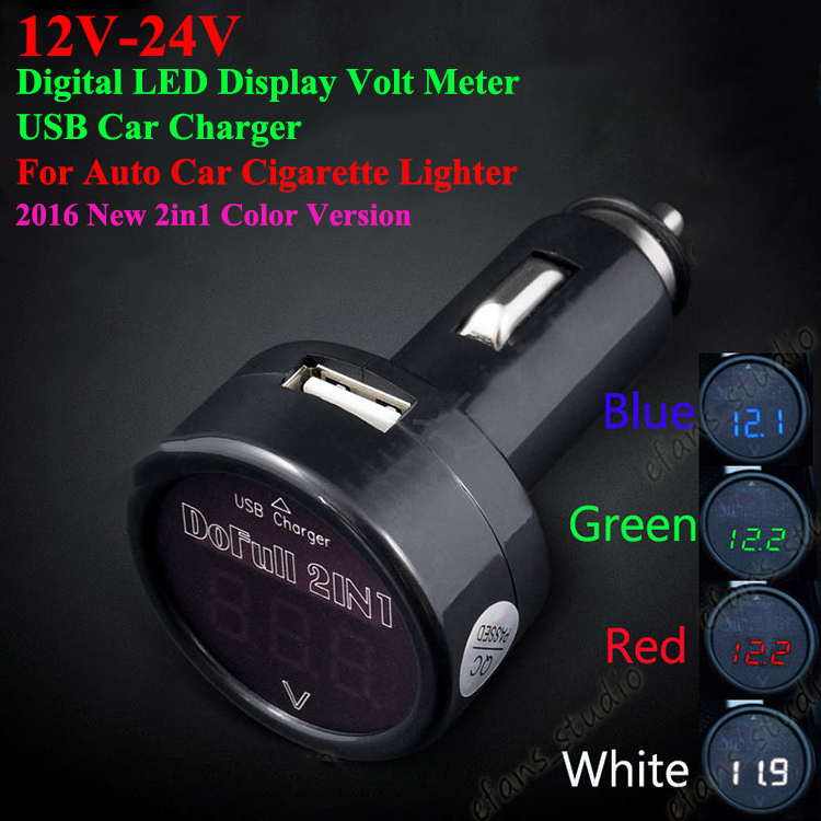 Cigarette Display Led Voltage Meter Red Blue Led Display Led Car
