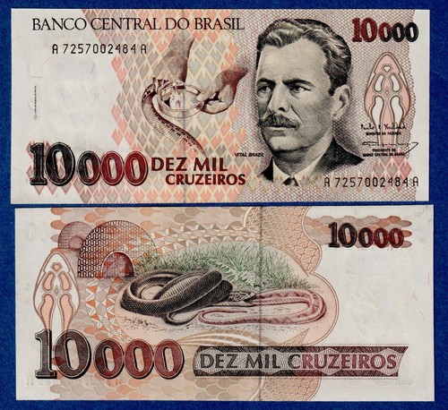 Brazil Brasil 10000 CRUZEIROS 1993 P233c UNC Banknote | eBay