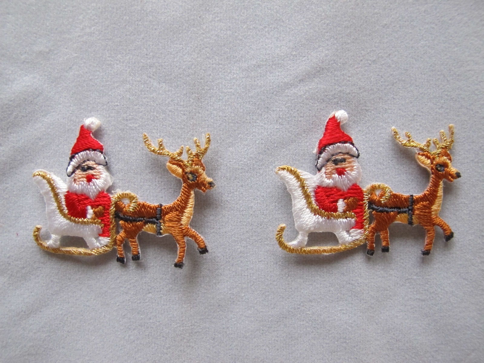 Lot 2Pcs Christmas Santa Claus,Santa's Sleigh,Reindeer Embroidery ...