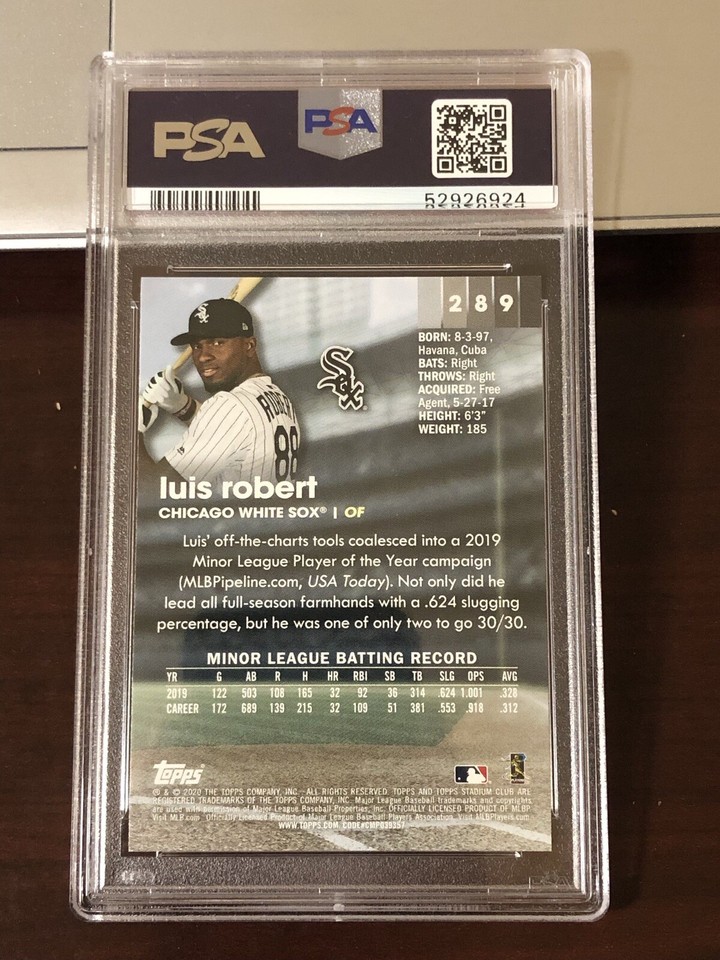 2020 Topps Stadium Club Luis Robert Rookie RC Card #289 PSA 9 Mint ...