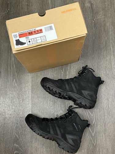 NEW Merrell Strongfield 6” Blk Boots Size 8.5 Unused Waterproof J099301 ...