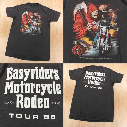 vtg 80s 3D EMBLEM 1988 Easyriders Rodeo Tour grim reaper biker t-shirt ...