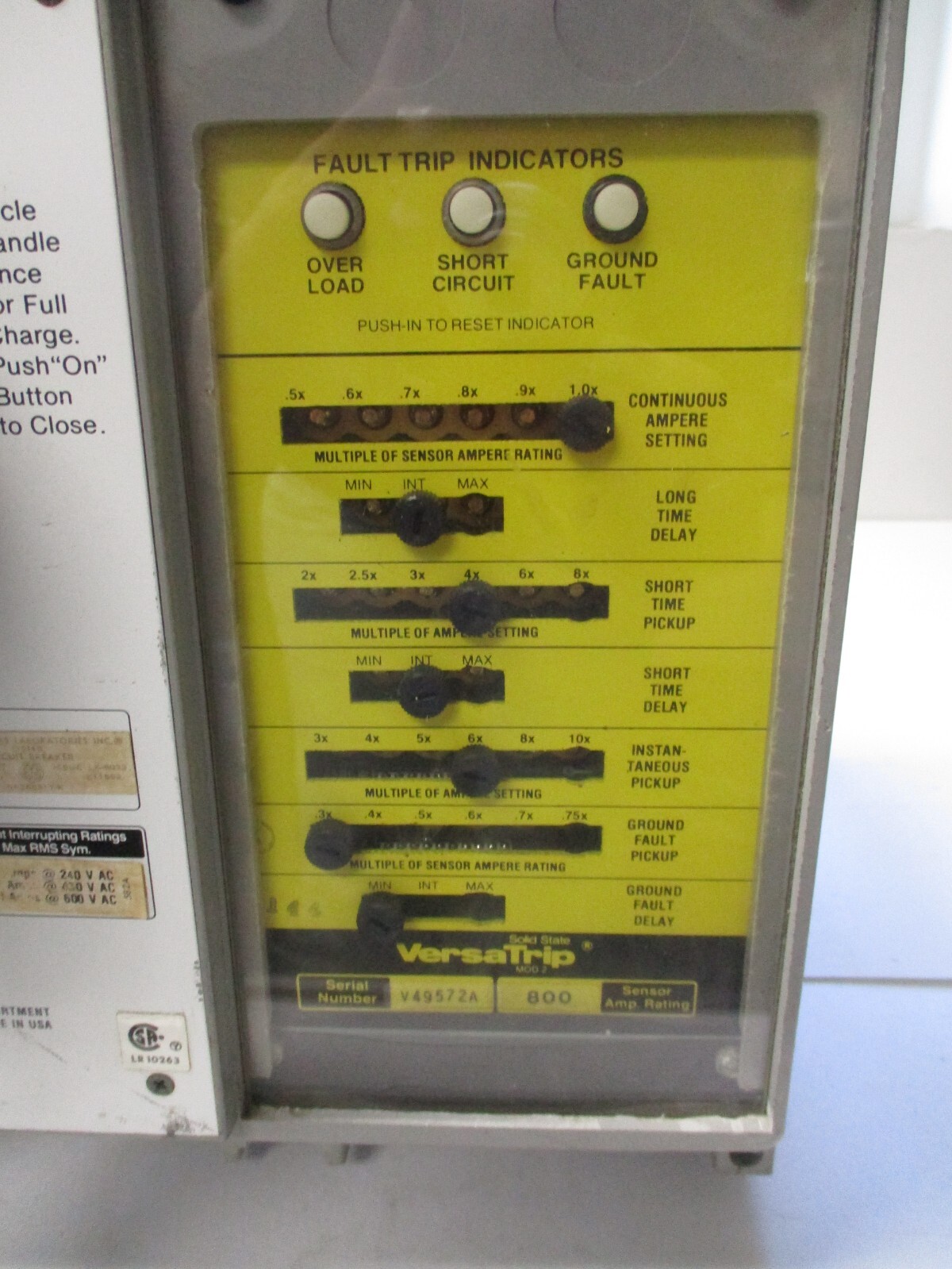 GE POWER BREAK BREAKER, CAT# TPSS3608SGA3, 800AMP WITH FAULT TRIP ...