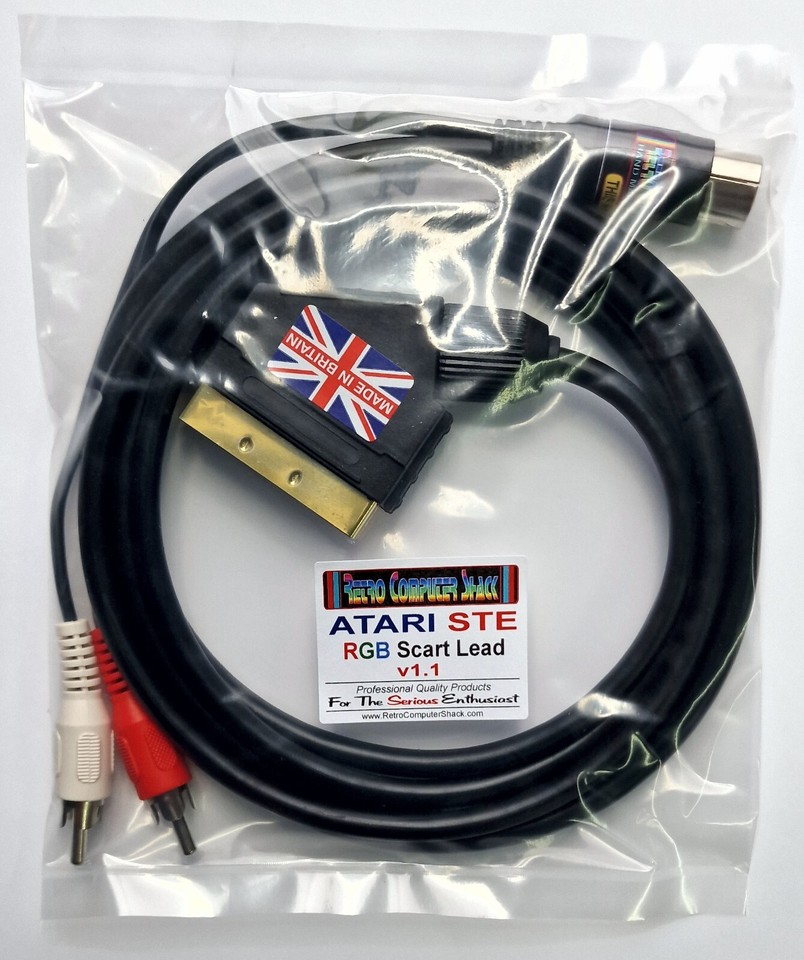 Atari STe High Quality Gold Plated RGB Scart Lead TV Video Cable STEREO ...