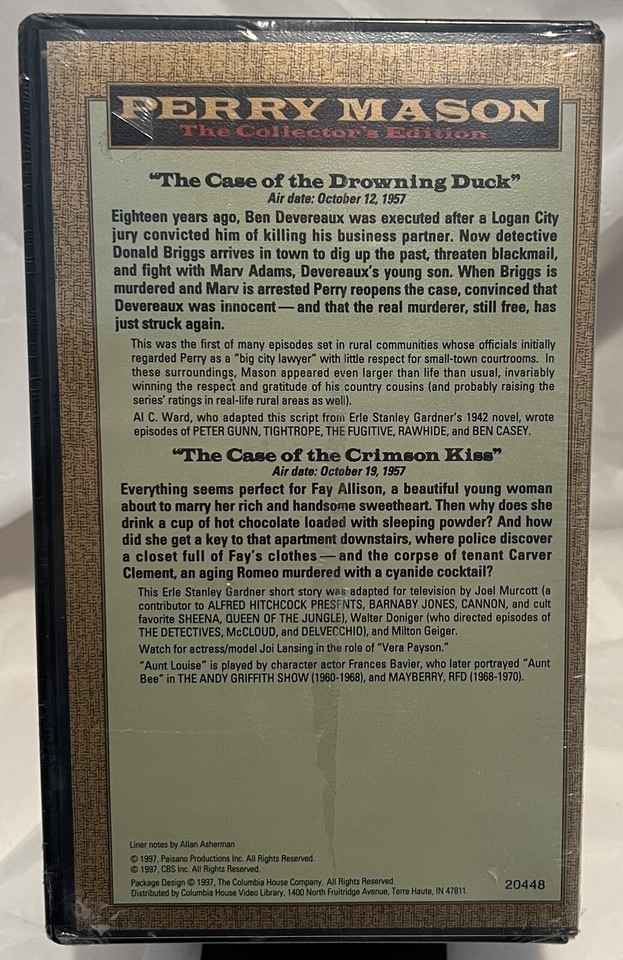 Perry Mason - Drowning Duck & Crimson Kiss [VHS Tape] 020448060008 | eBay