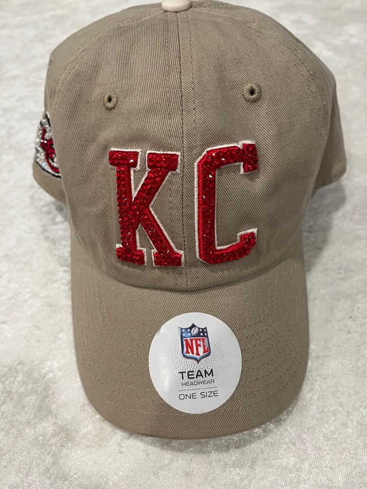 Kansas City CHIEFS Khaki Bling Hat Hand-Jeweled SWAROVSKI CRYSTAL KC ...