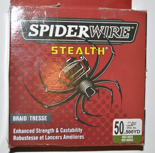 spiderwire stealth braid moss green 50lb 500yds braided fishing line | eBay