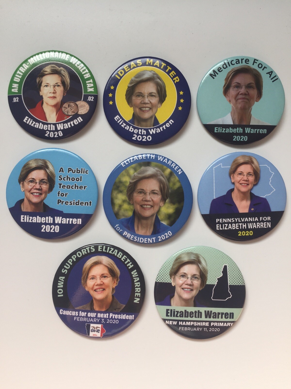 Eight 2020 Senator Elizabeth Warren for President 3" Button Gift Set ...