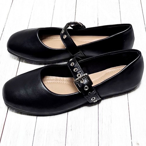 New Womens Black Mary Jane Square Toe Ballet Flats 6 to 10 | eBay