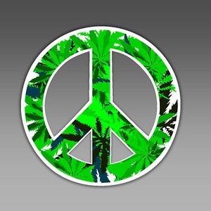 marijuana peace symbol funny vinyl car bumper sticker leaf cannabis ...