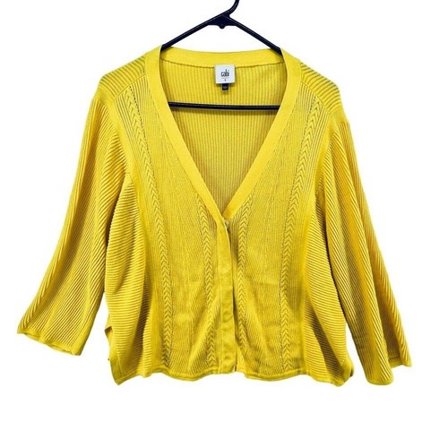 Cabi Size Small Sunny Sweater Cardigan Snap Front Oversized Boxy Yellow ...