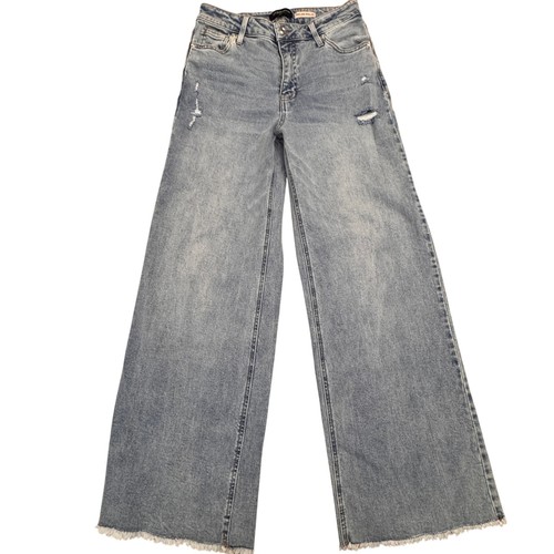 BCBGeneration High Rise Wide Leg Jeans Light Wash Distressed Raw Hem ...
