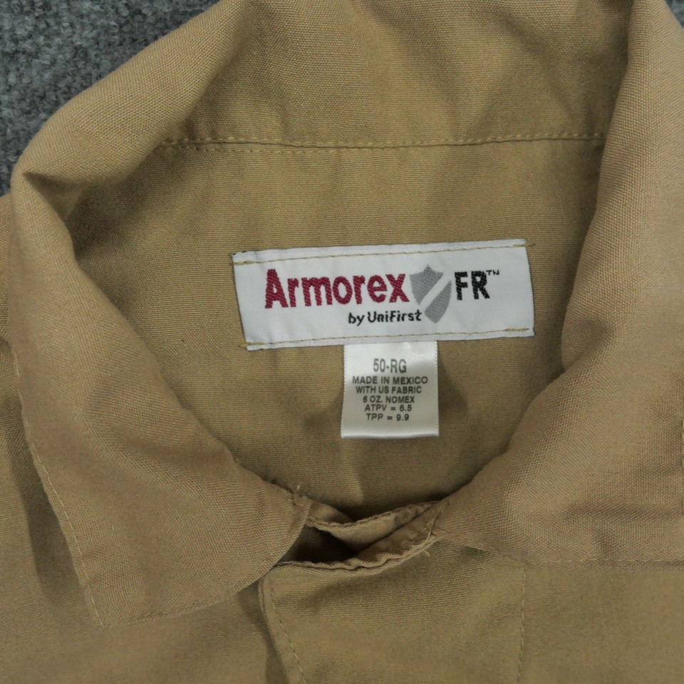 Armorex Coveralls Mens 50 Regular Tan Khaki FR Flame Resistant Unifirst ...