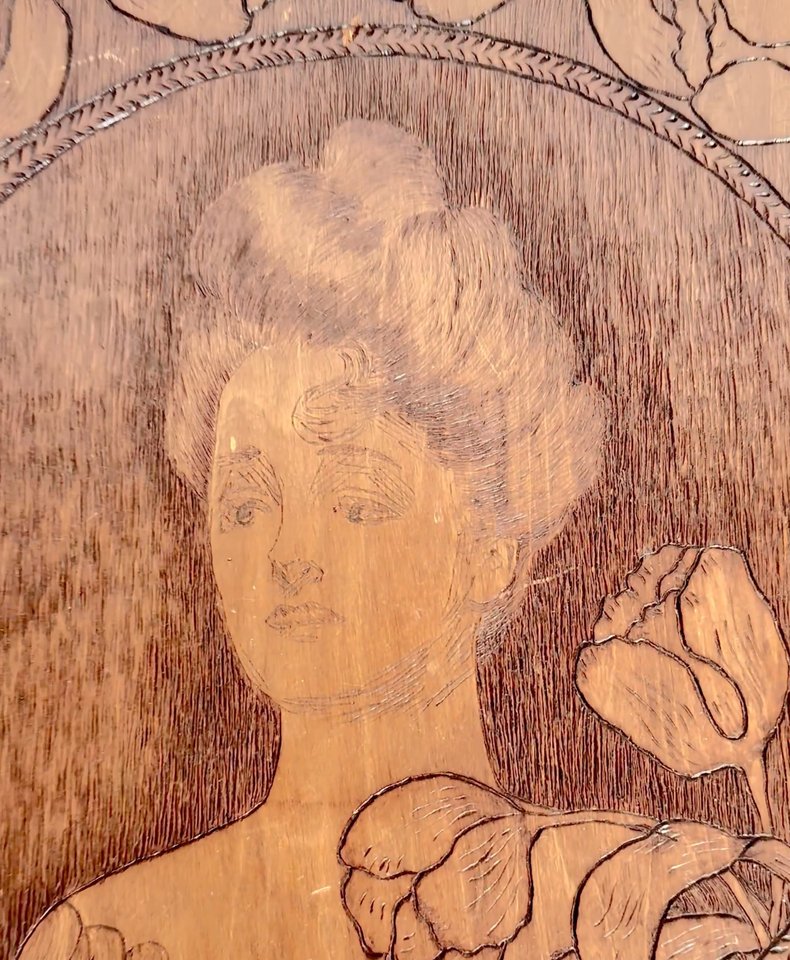 Antique 1900s Victorian Gibson Girl Pyrography Portrait Art Nouveau | eBay