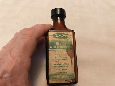 Sun Ray Drug Co. Vintage Oil Of Wintergreen Bottle | eBay