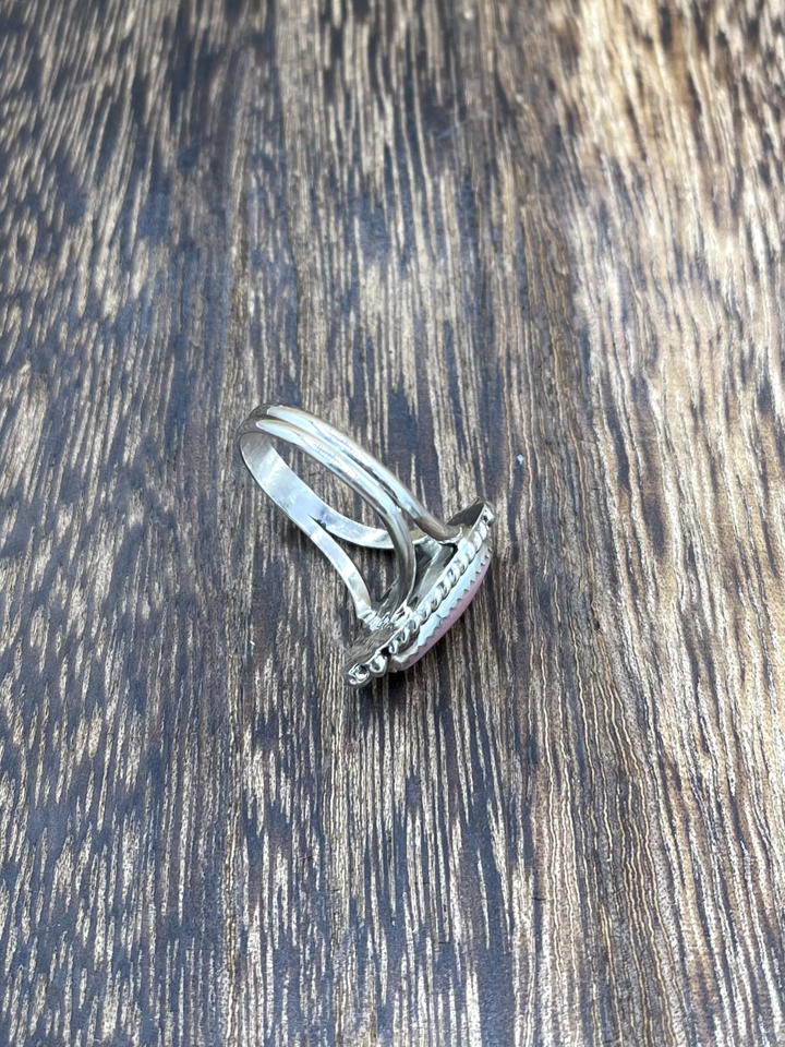 Navajo Handmade Sterling Silver Pink Conch Shell Band 6-9 Rings By ...