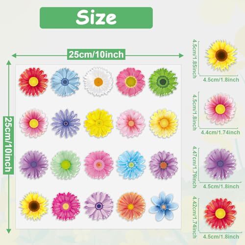 20PCS Spring Flowers Thick Gel Cling Sunflower Window Clings Decals ...