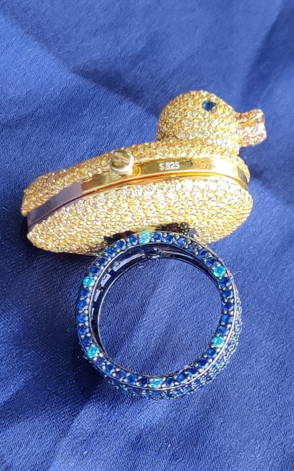 Duck Bird Ring Paraiba Sapphire with Yellow Citrine CZ High End Ring ...