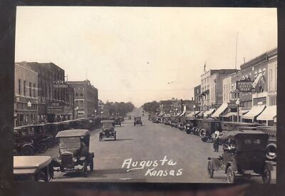 REAL PHOTO AUGUSTA KANSAS DOWNTOWN STREET SCENE STORES POSTCARD COPY | eBay
