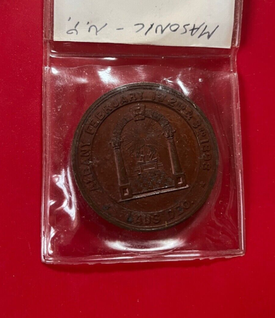 1798-1898 GRAND CHAPTER R.A.M. STATE OF NEW YORK MASONIC TOKEN LARGE ...