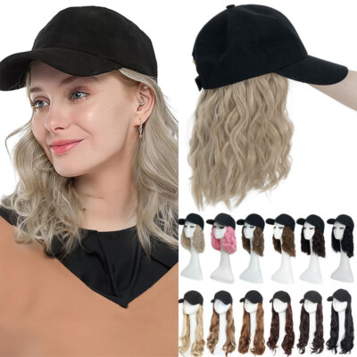 Synthetic Long Curly Straight Natural Wavy Baseball Hat Cap with Hair ...