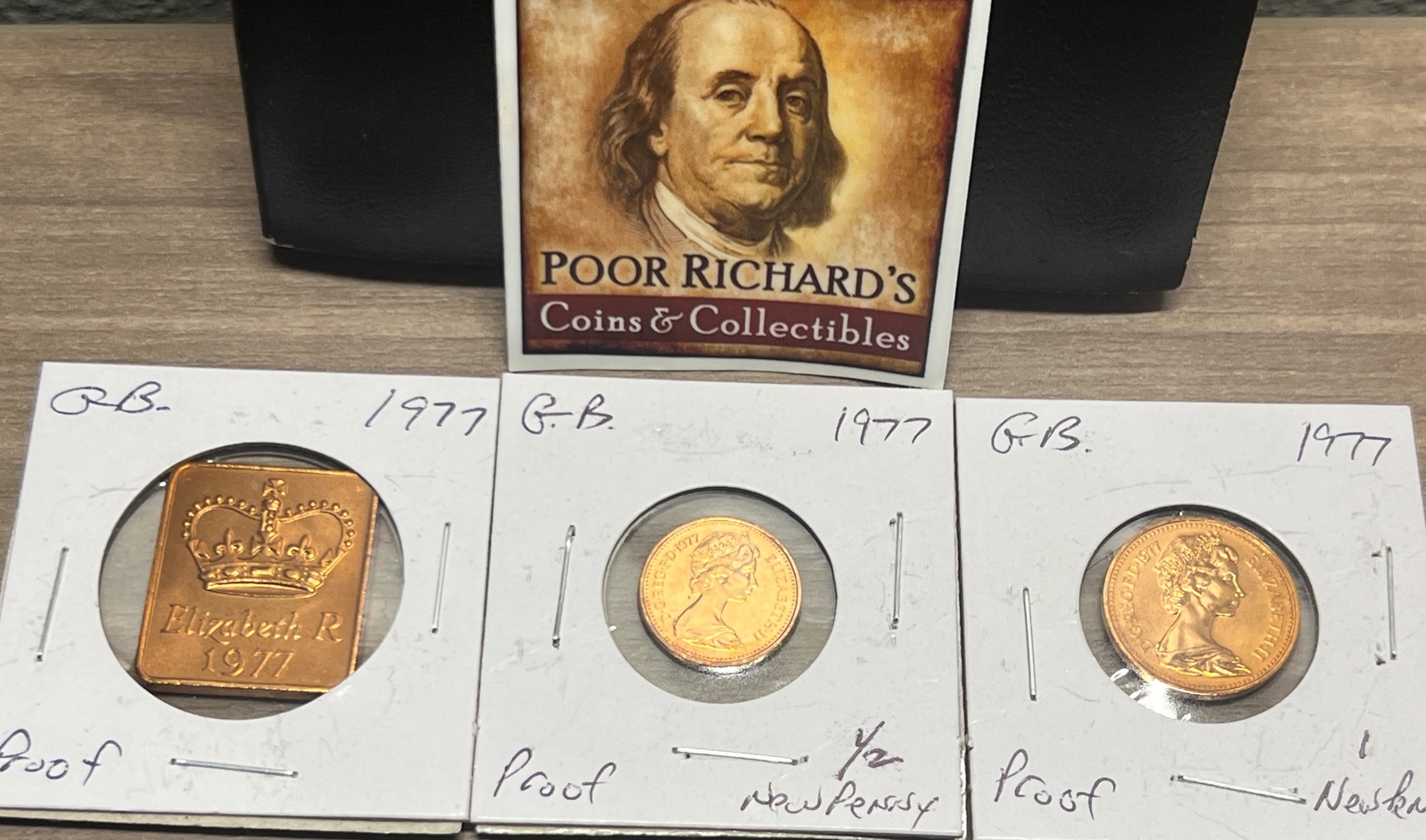 Great Britain 1977 Gem Proof 1/2 New Penny, 1 New Pence, & Proof Token ...