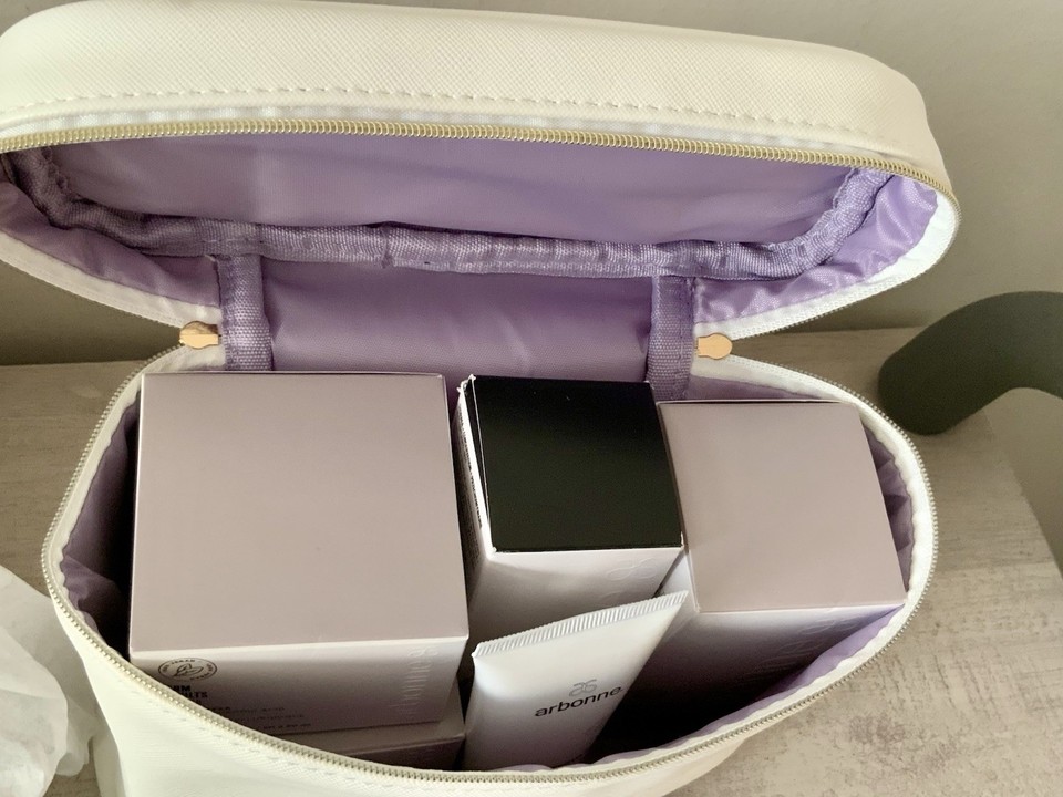 NIB ARBONNE 5 PIECE DERM RESULTS & COSMETIC CASE | eBay