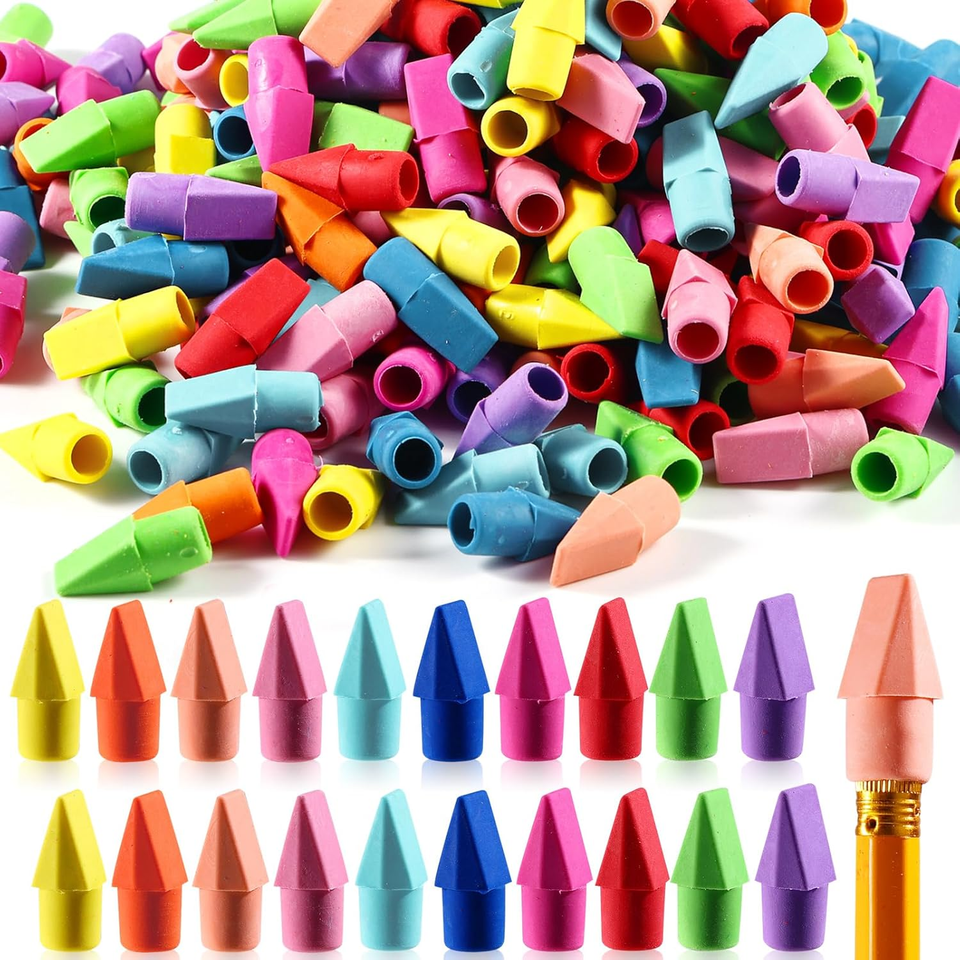 1200PC Pencil Top Eraser Caps Bulk for Pencils, 10 Assorted Bright ...