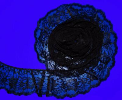 BLACK~4 Inch Wide Ruffled Floral Lace Trim~By 5 Yards | eBay