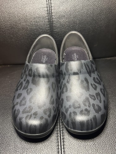 Crocs Neria Pro II Women's Slip Resistant Clog Black/Cheetah Print Size ...