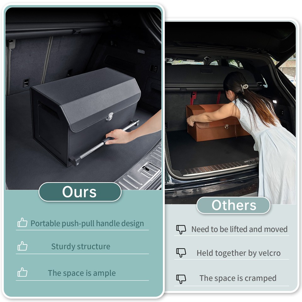 Universal Car Trunk Organizer Collapsible Leather SUV Cargo Storage Box ...
