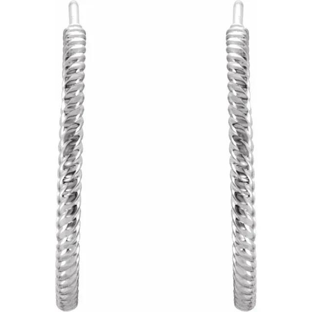 Rope 21 mm Hoop Earrings In Platinum | eBay