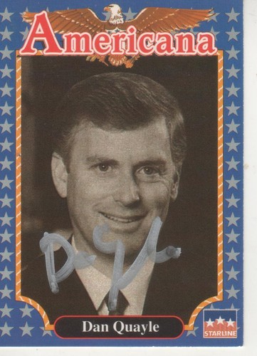 DAN QUAYLE 1992 STARLINE AMERICANA SIGNED AUTO CARD #190 - VICE ...