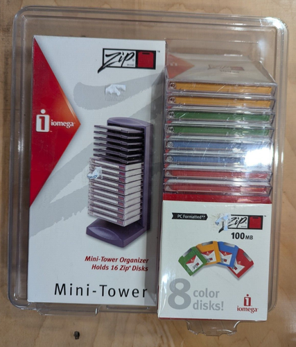 New 8 Colored iomega Zip Disk 100MB PC Formatted Disks w/ Mini-Tower ...