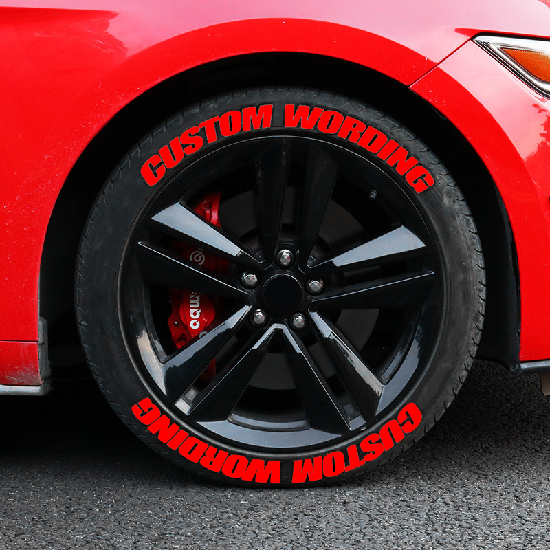 Red Custom Text For Tires Lettering Sticker 1.06'' 14''-22'' For 4 ...