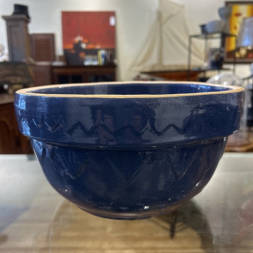 RARE Bybee Cornelison Pottery Mixing Bowl 10-1/2" D - Blue W/Scallops ...