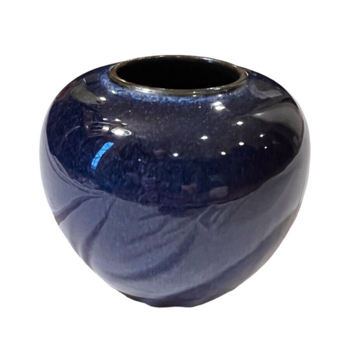 Blue Glazed Pottery Hand Thrown Pot Vase Midnight Blue 4.5"x5" | eBay