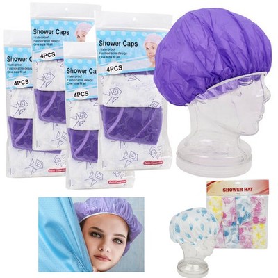 16 Pack Waterproof Shower Caps Elastic Plastic Band Bathing Salon Thick ...