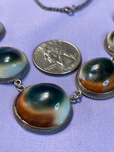 VINTAGE LOVELY FOR FALL STERLING SILVER OPERCULUM SHELL NECKLACE | eBay ...