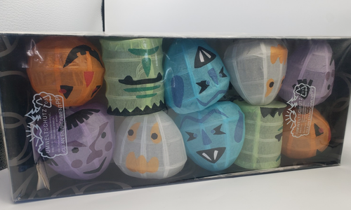 Dept 56 Halloween Paper Pumpkin Ghost Frankenstein Lantern String of ...