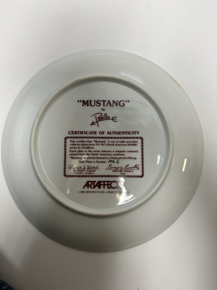 1988 "MUSTANG" BY PERILLO PLATE ARTAFFECTS Horse Collector Plate | eBay
