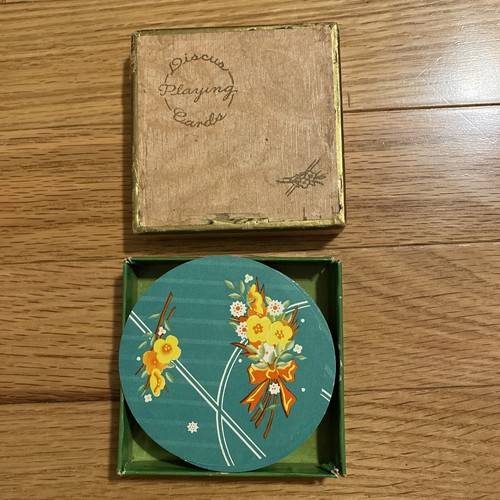 VINTAGE DISCUS PLAYING CARDS W/ box - flower theme - 52 cards plus one ...