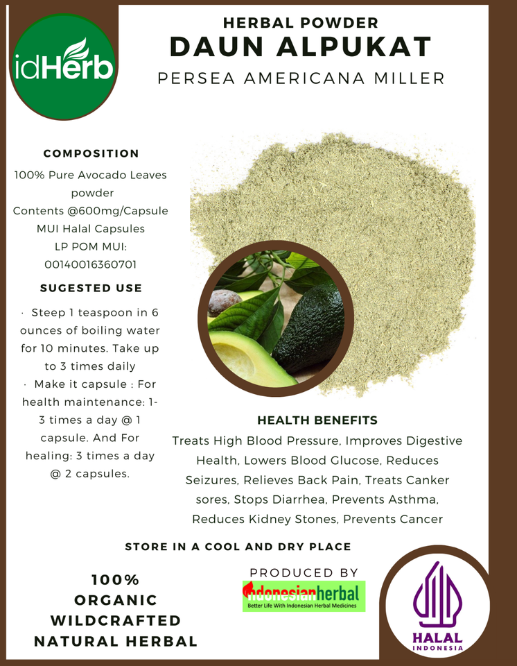 50-500 gr POWDER PERSEA AMERICANA MILLER DAUN ALPUKAT NATURAL ORGANIC ...