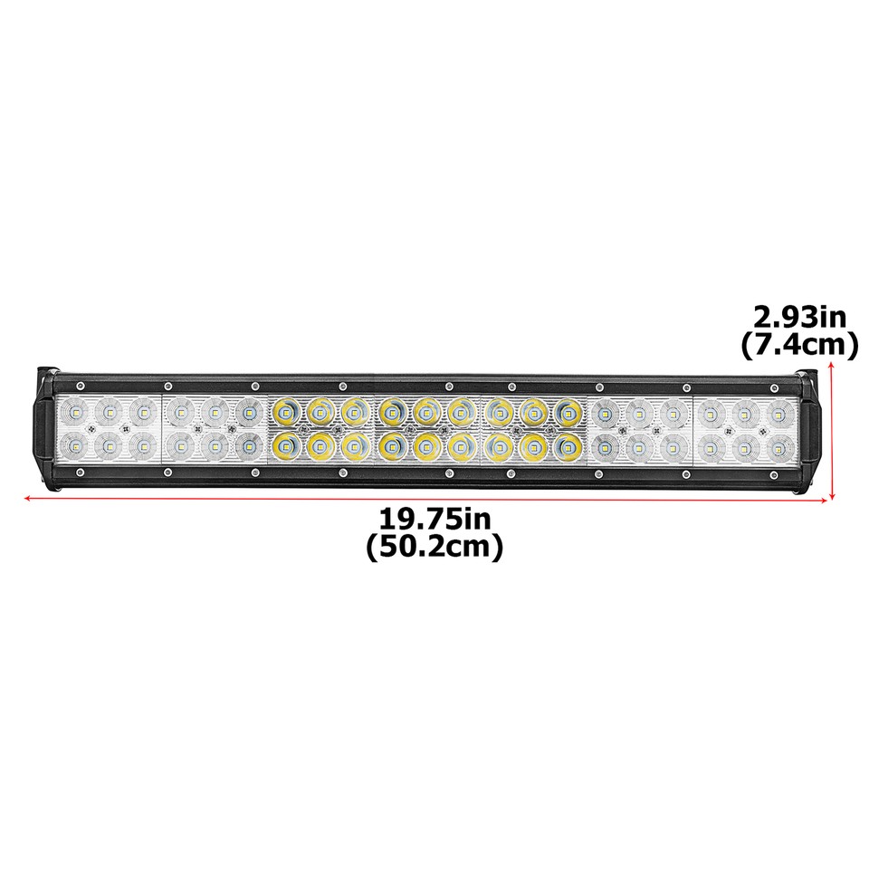 126W 20" LED Light Bar Combo with Bull Bar Bumper License Plate Bracket ...
