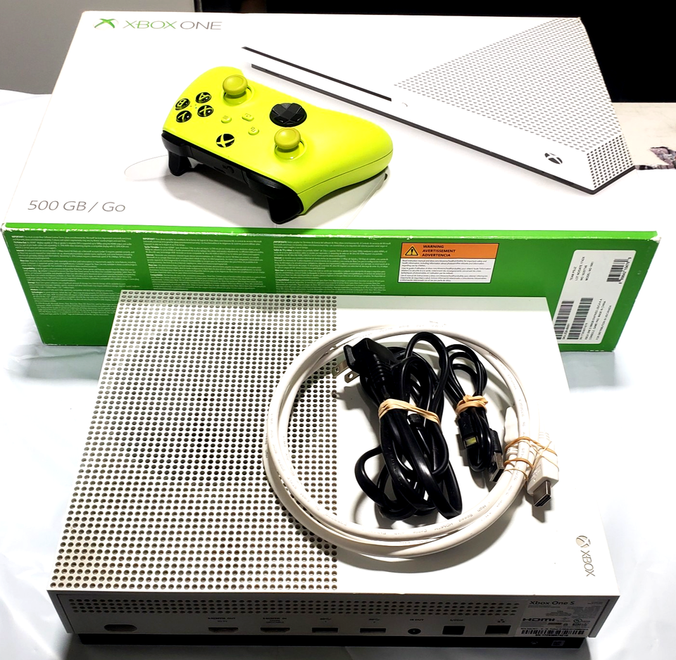 MICROSOFT XBOX ONE S 500GB WITHE - WITH A ORIGINAL GREEN REMOTE CONTROL ...
