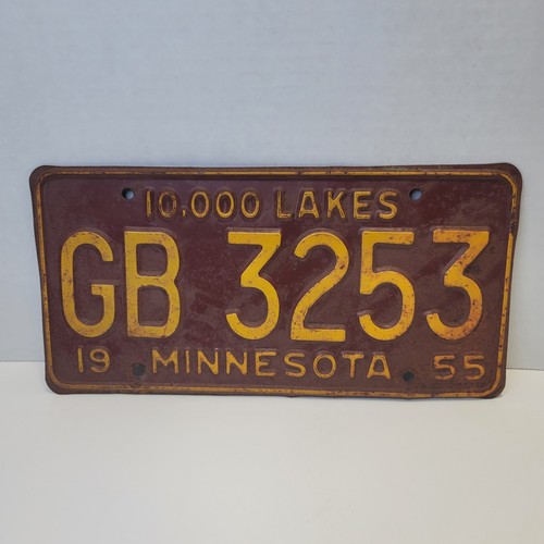 1955 Minnesota MN License Plate 10,000 Lakes GB 3253 | eBay