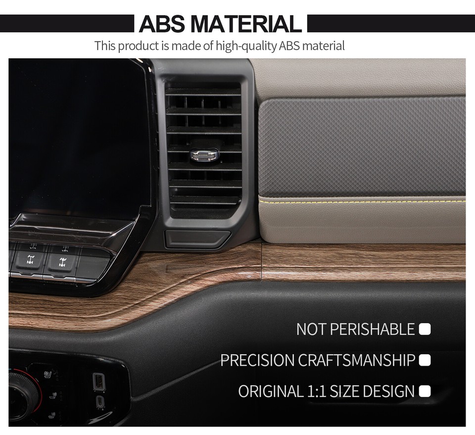 Wood Grain Center Console Dash Panel Cover Trim Strips for Chevy ...